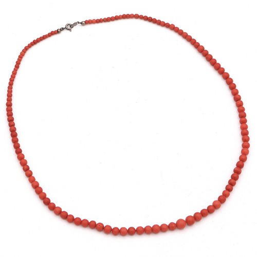 Vintage Sterling Silver Red Coral Graduated Beaded Strand Necklace, 21 ...
