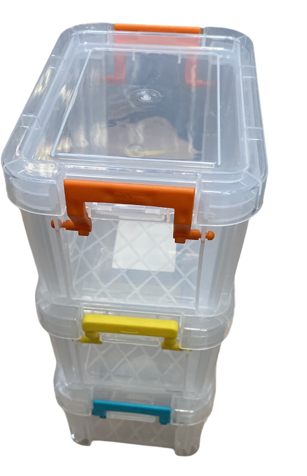3x 0.5L Plastic Storage Tub Boxes with Clip on Lids Paper Clip tubs ...