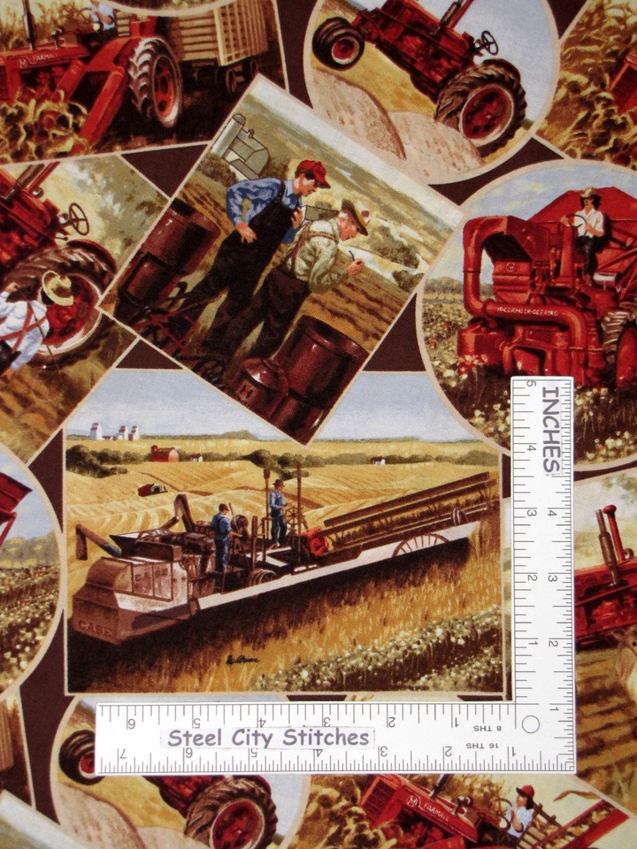 Farm Tractor Fabric Farming Scenes Toss Cotton Fabric By The Yard | eBay