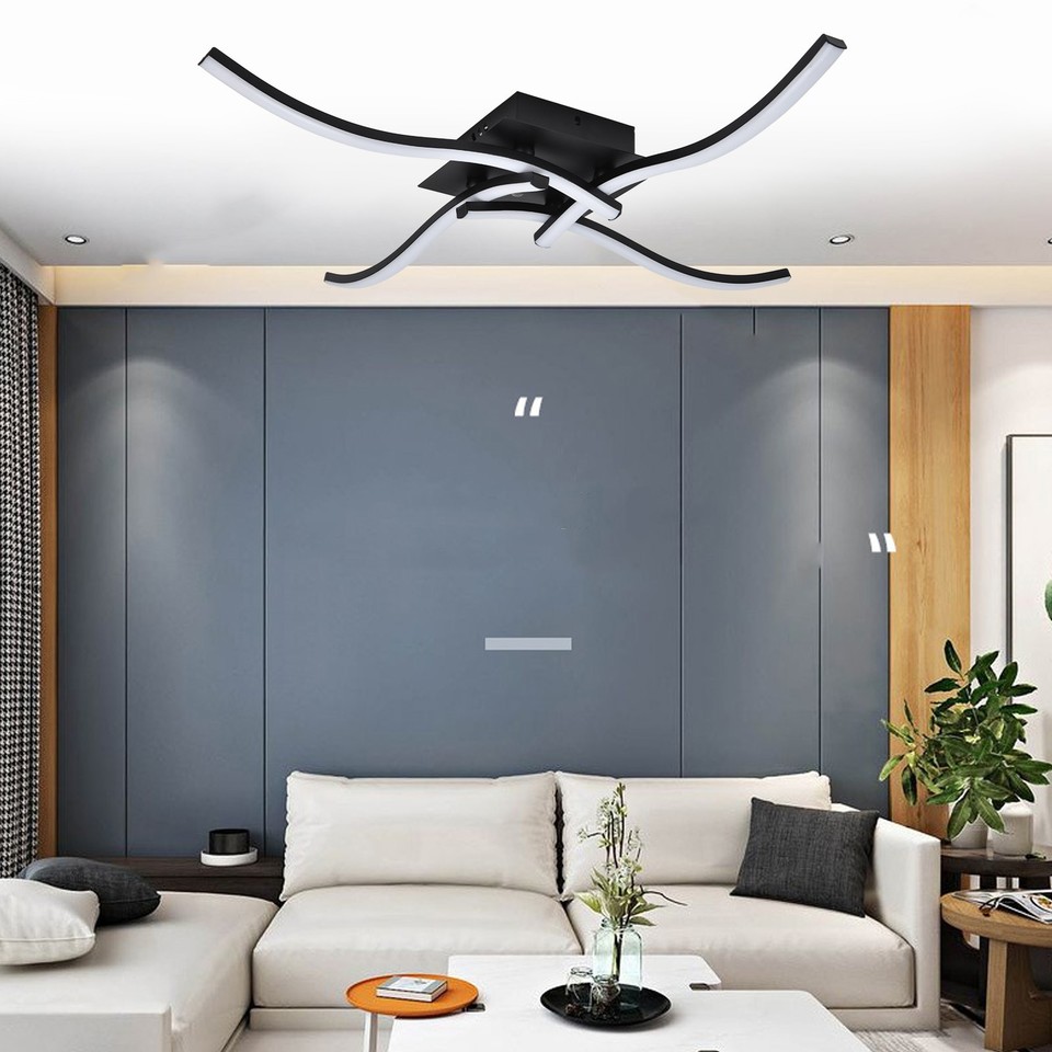 LED Ceiling Light Wavy Shape 3 Color Dimming Wrought Iron Ceiling ...