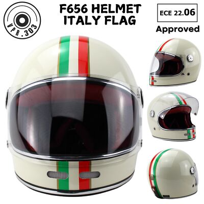 F656 RETRO VINTAGE FIBREGLASS FULL FACE MOTORCYCLE CRASH CLASSIC HELMET ...