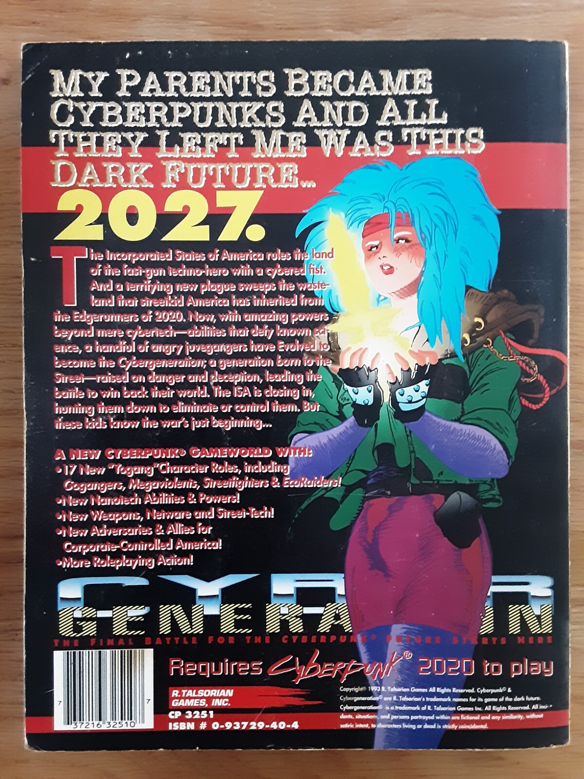 Cyberpunk Cyber Generation, Talsorian Games RPG, CP 3251, Vintage 1993 ...