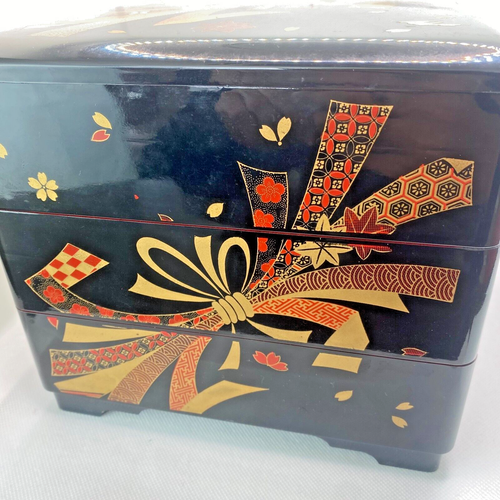 Vintage Jubako Bento Box Color BlackGOLD Japan Yui Large capacity 3 ...