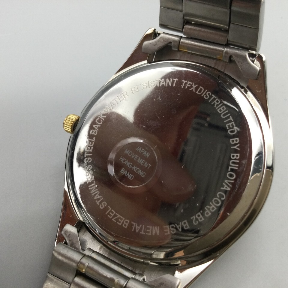 TFX Bulova Watch Men 39mm Silver Gold Two Tone Date 38B100 New Battery ...