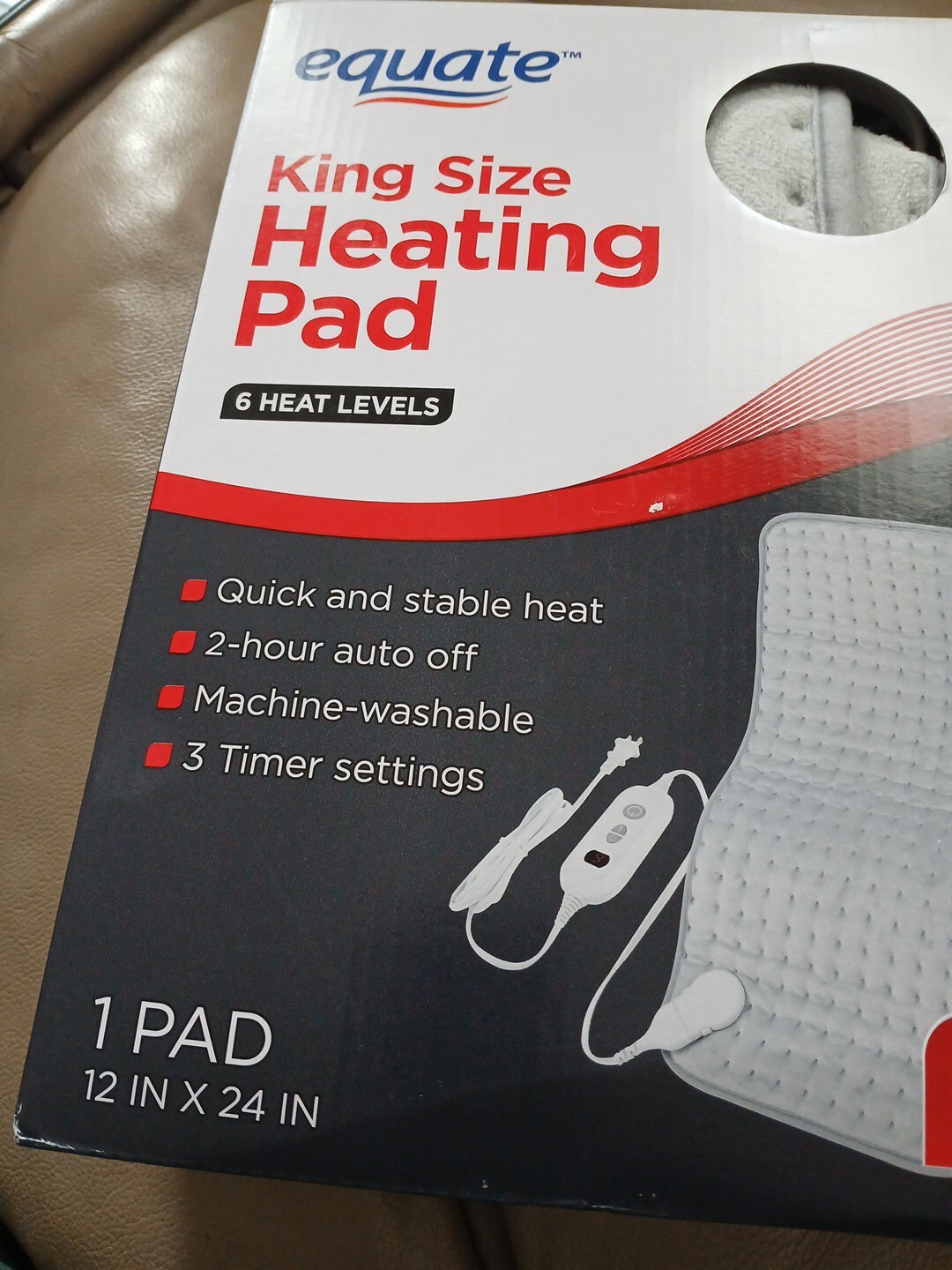 Equate XL Electric Heating Pad, 6 Heat Settings with Auto Shut off, 12 ...