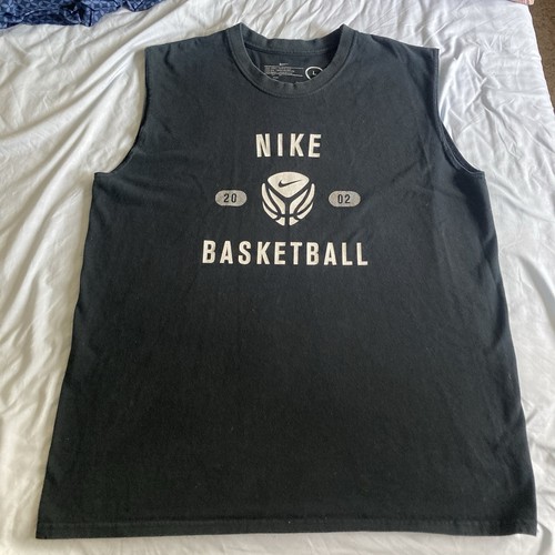 VINTAGE Nike Basketball Sleeveless Black Tank Top Shirt Size LARGE ...