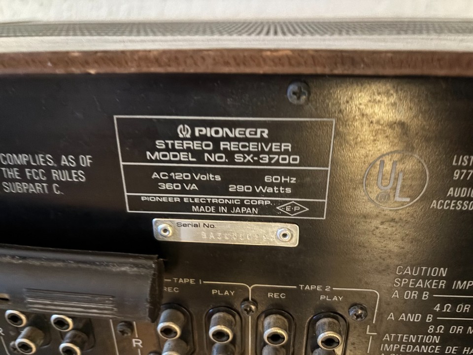 Vintage Pioneer SX-3700 Stereo Receiver-Tested Working As Is Condition ...