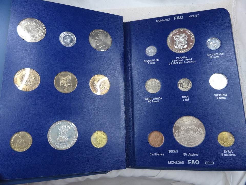 FAO Album 2 Agriculture 34 Coins 4 Page 1970s Food India Panama Uruguay ...