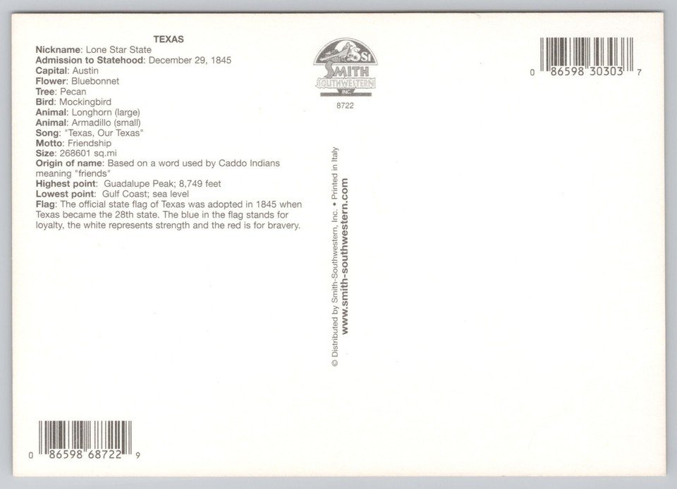 Postcard Texas Lone Star State Map TX Flag | eBay