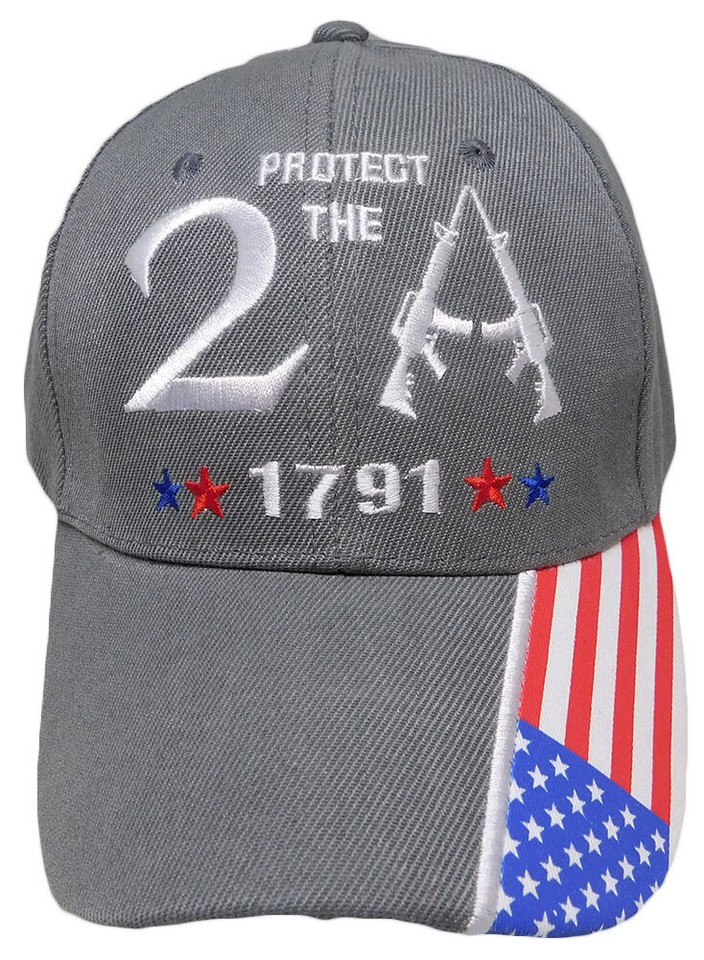 Protect The 2A 2nd Amendment 1791 USA Flag Bill Embroidered Grey Gray ...