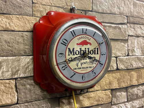 VTG INGRAHAM MOBIL OIL OLD GARGOYLE GAS STATION ADVERTISING WALL CLOCK ...
