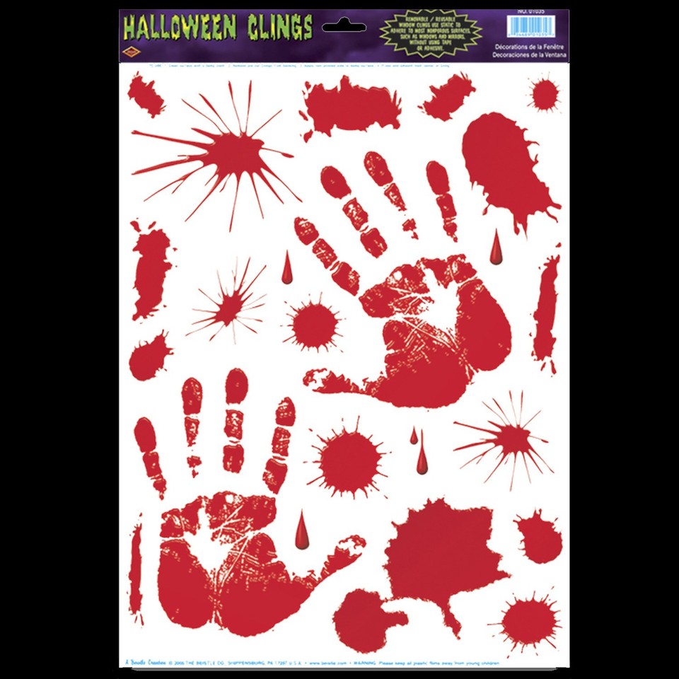 Gothic Horror Prop Dexter Psycho BLOODY HAND PRINTS CLINGS Halloween ...