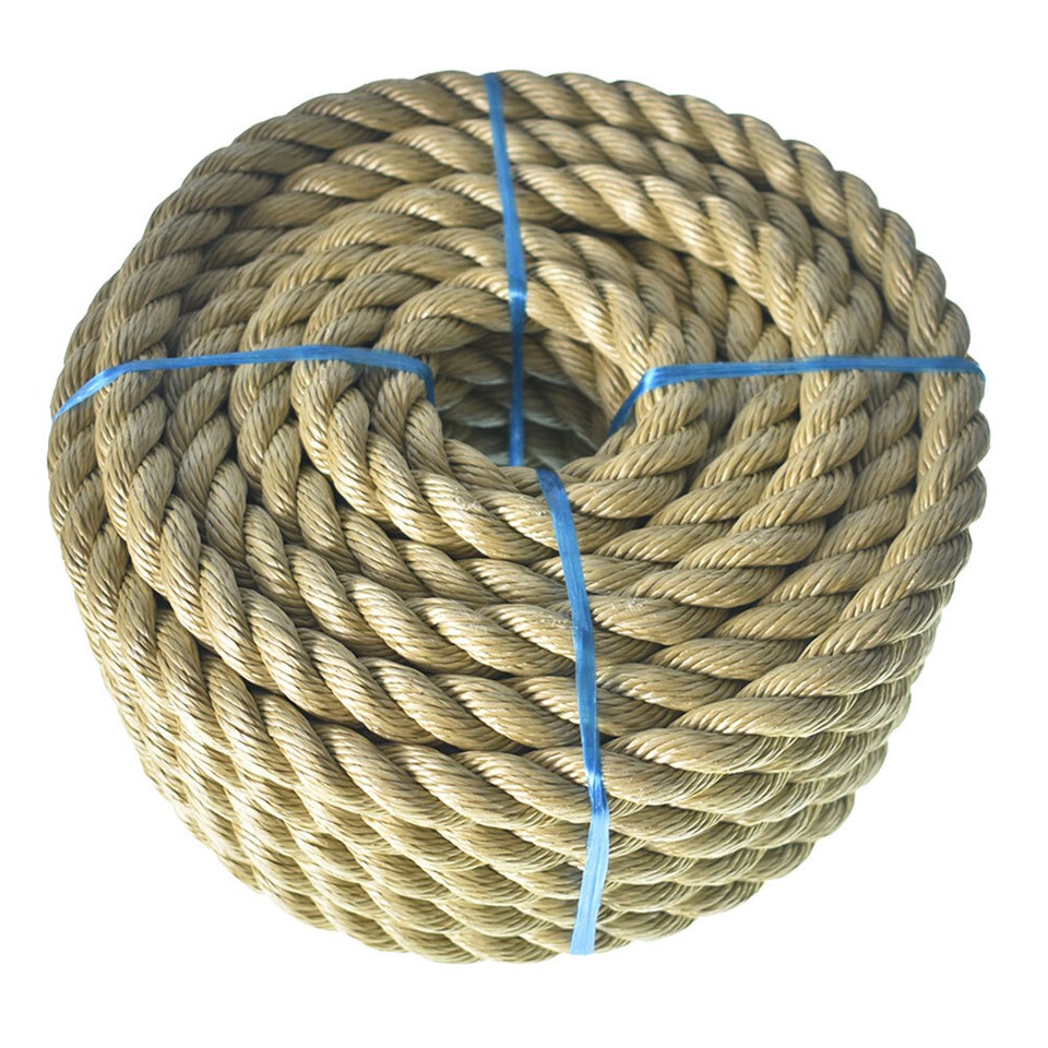 50' /100' 3strand Rope Synthetic Hemp Decking Garden Decorative Boating ...