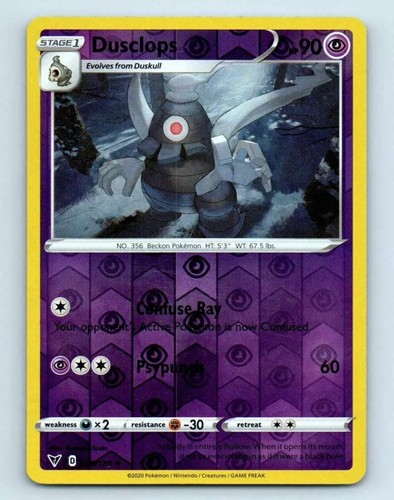 Pokemon TCG Dusclops SWSH Vivid Voltage 070/185 Reverse Holo Uncommon ...