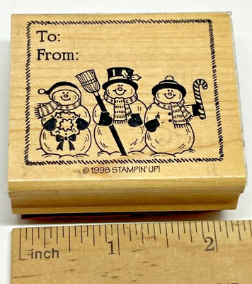 Snowman Trio To From Rubber Stamp Gift Tag Stampin' Up! Retired Snowmen ...