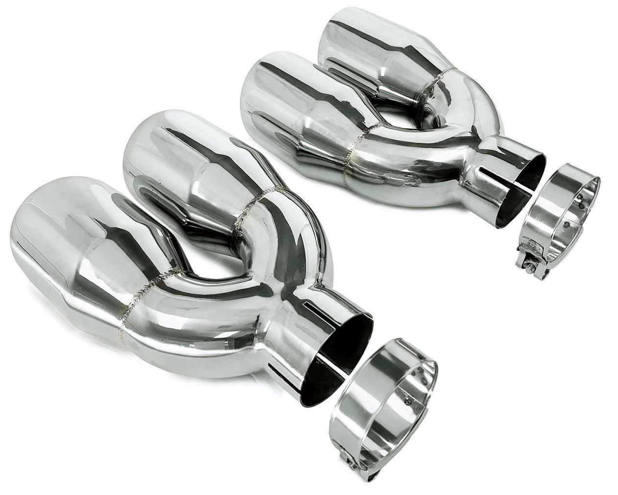 PAIR Universal Stainless Steel Dual Exhaust Tips 3.5" | Polished ...