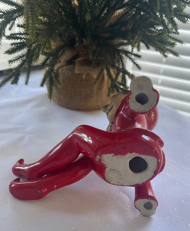 Vintage RELCO THAMES Large Pixie Christmas Red 6" ELF with Gold Heart ...