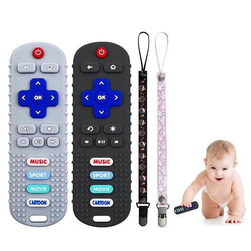 2-Pack Baby Remote Control Teether Toy for Babies 6-36 Months Black ...