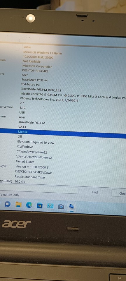 Acer TravelMate P633-M w/charger.i3 2nd gen.16GB. W11. 128GB SSD.13.3 ...