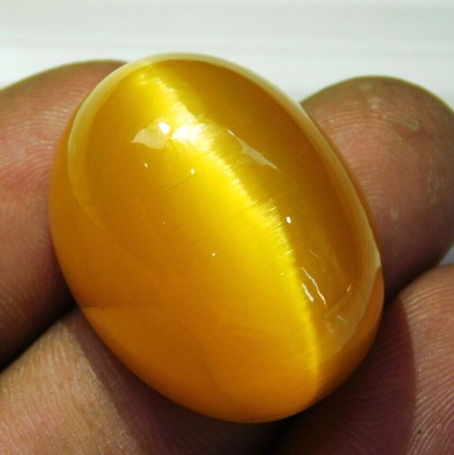 19.15Ct Natural Cat's Eye Oval Shape Cabochon Yellow Color Loose ...