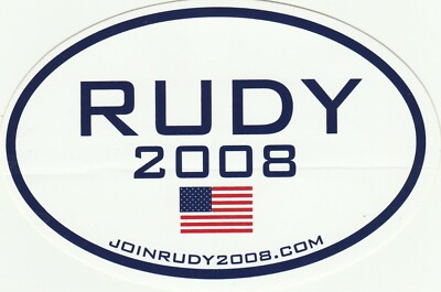 Rudy Giuliani For President 2008 Bumper Sticker JoinRudy2008.Com Unused ...