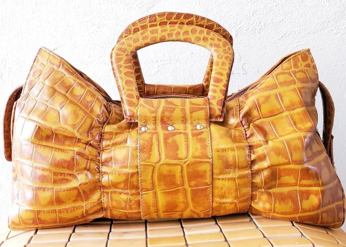 MICHAEL ROME VINTAGE CROC EMBOSSED LEATHER handbag PURSE, Pre-Love!! | eBay