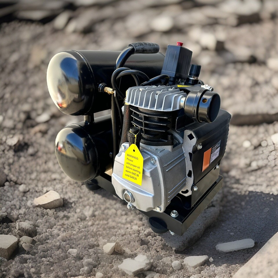 4 Gallon Twin Tanks Air Compressor 2 HP Max 115PSI 5.5cfm Direct Drive ...