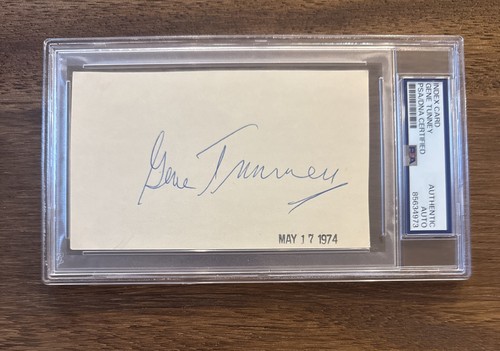 RARE GENE TUNNEY AUTOGRAPH SIGNED INDEX CARD ENCAPSULATED PSA DNA BOXER ...