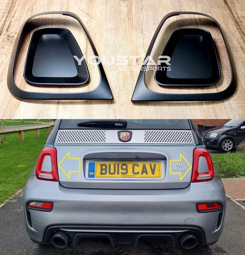 SATIN MATT BLACK TAIL LIGHT Surrounds & Insert trims for Fiat 500 ...