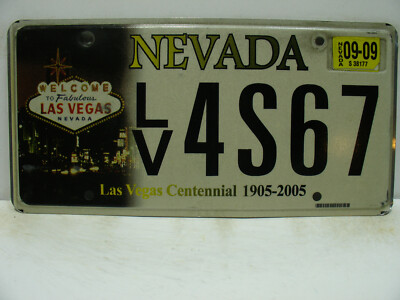 2009 Nevada License Plate LV 4S67 Las Vegas Centennial Vintage 11281 | eBay