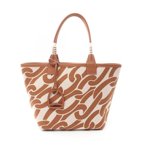 HERMES Steeple 28 Tote Bag B Toile H leather Natural Gold Used | eBay ...