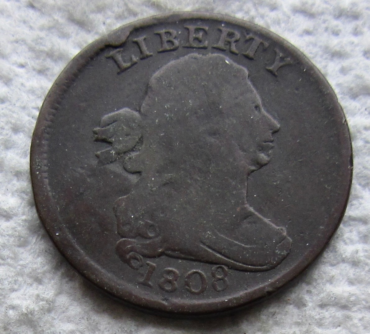 1808 1/2C BN Draped Bust Half Cent Rare Date Type Coin VG Fine Bold ...