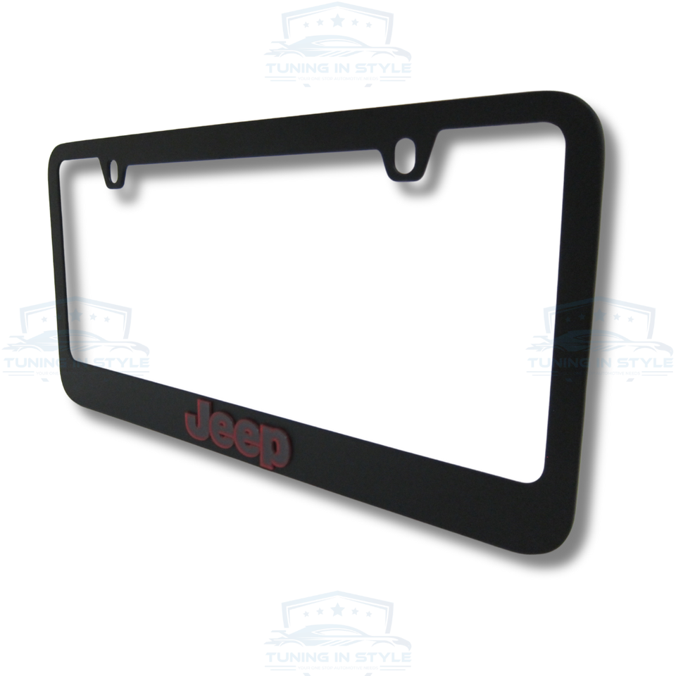 Jeep Red Logo Stealth Matte Black Carbon License Plate Frame Official ...