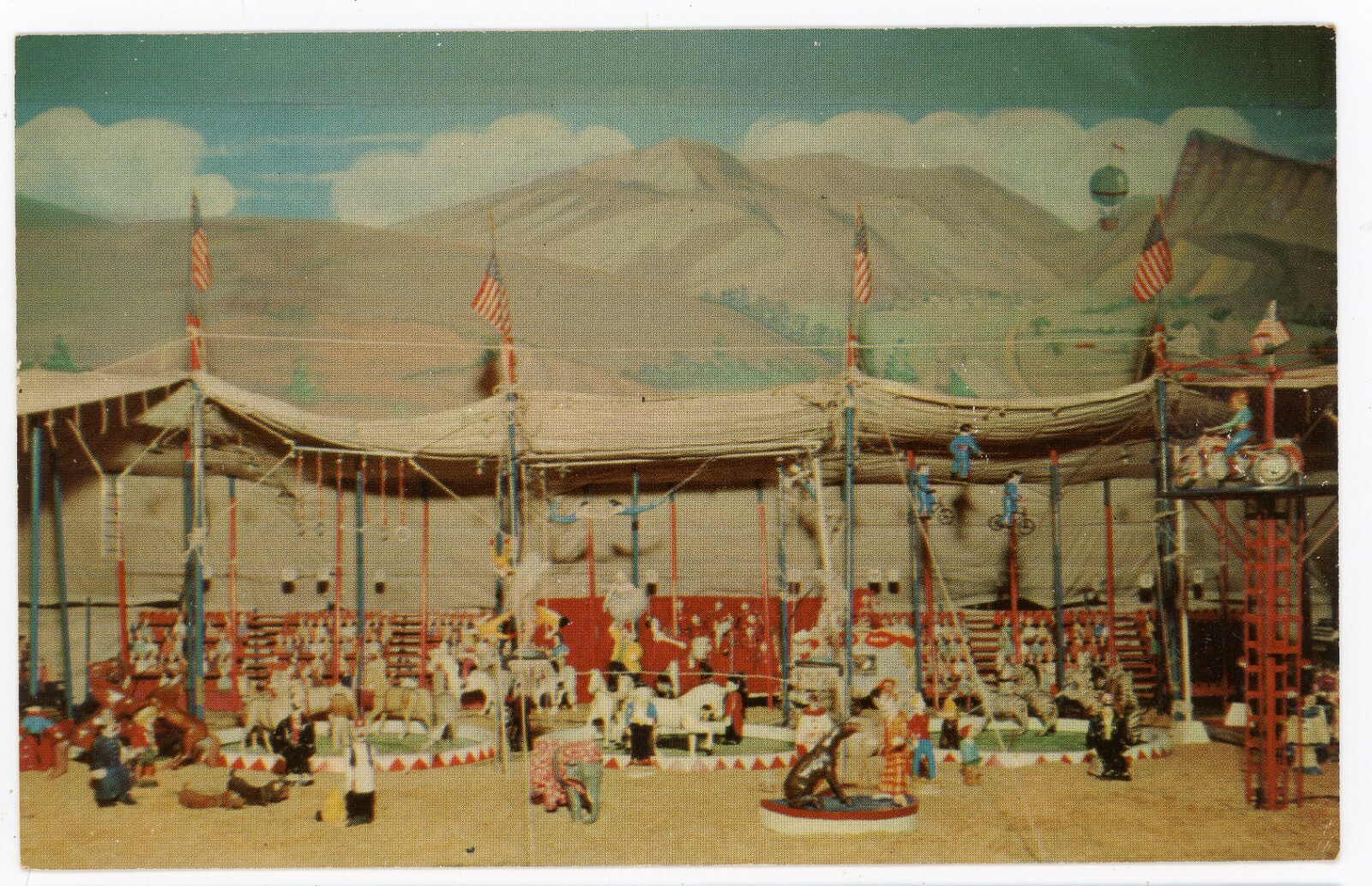 1957 POSTCARD IN Santa Claus Land Santa's Miniature Circus Santa Claus ...