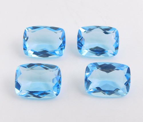 39 Cts 4 Pcs Lab Created Blue Topaz Cushion Cut Loose Gemstone 12x16 MM ...