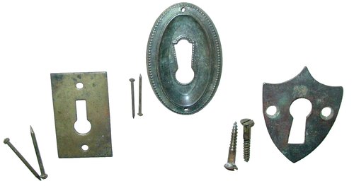 3 Vintage Skeleton Key Hole Cover Escutcheon Plates Door Hardware Art ...