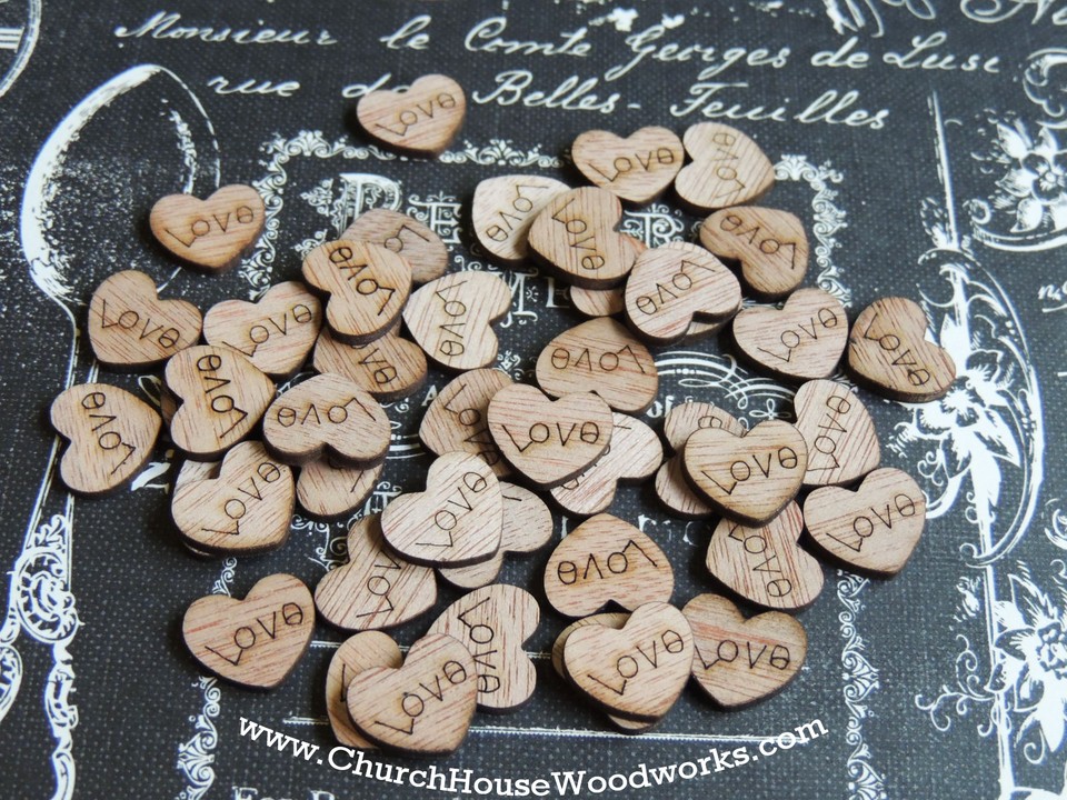 500 Wood Heart Table Confetti Combo Pack Wooden Hearts Mr Mrs Bride ...