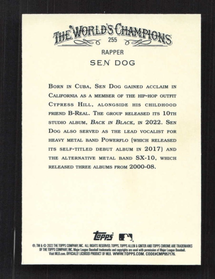 Sen Dog 2022 Topps Allen & Ginter Chrome Rapper #255 | eBay