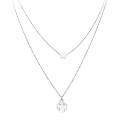Necklace Double AMEN With Angel And Star Clasb Necklace Silver Women's ...