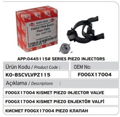 Valve d'injecteur piézo-électrique Bosch F00GX17004 pour injecteurs ...