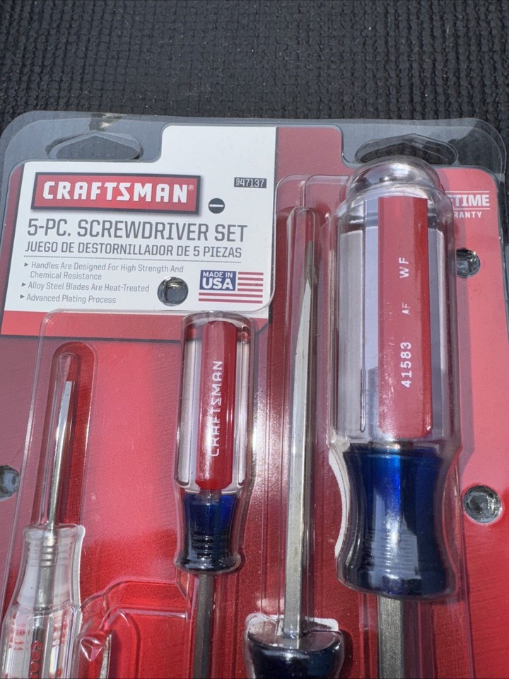 Sears Craftsman USA Nos 5Pc Flat Head Screwdriver Set 47137 Slotted | eBay