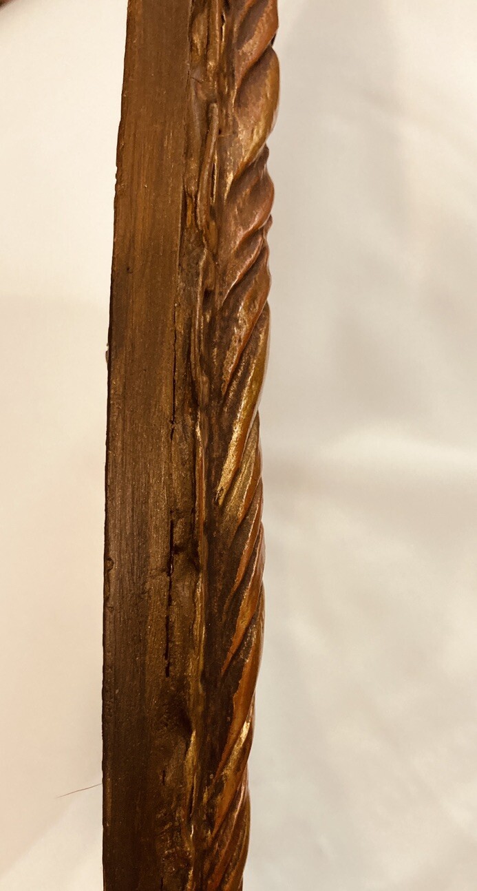 Beautiful MCM Heavy Wood Round Framed Mirror with Gold And Copper ...