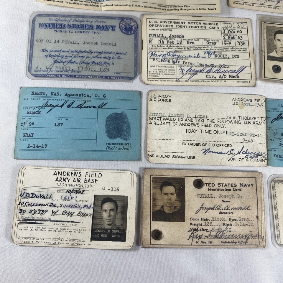 WWII US Navy ID Card Authentic Identification Card WW2 Original Lot ...