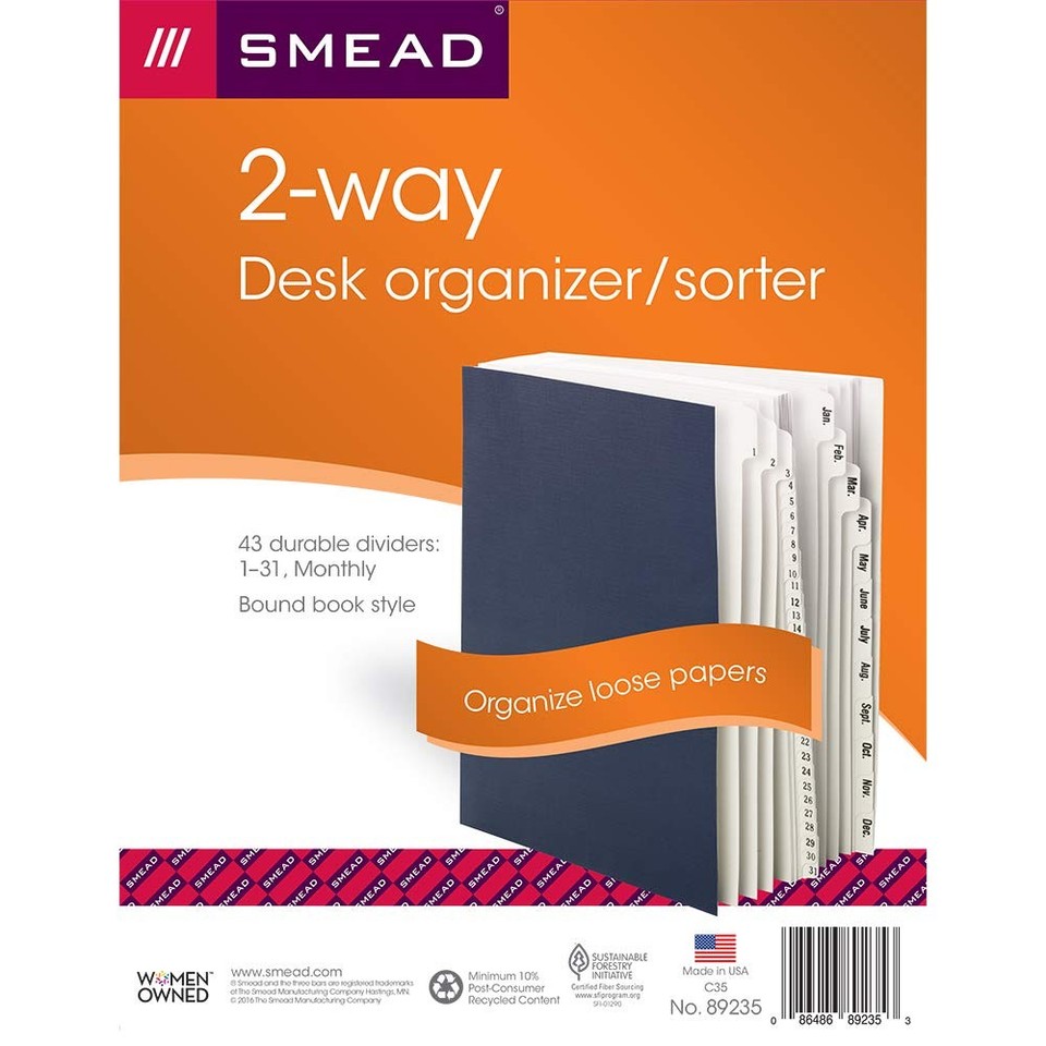 Desk File/Sorter, Daily (1-31) and Monthly (Jan-Dec), 43 Dividers ...
