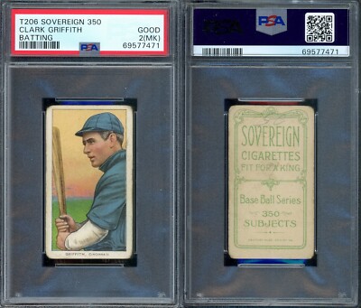 1909-11 T206 Clark Griffith bat HOF Cincinnati Reds PSA 2mk ...