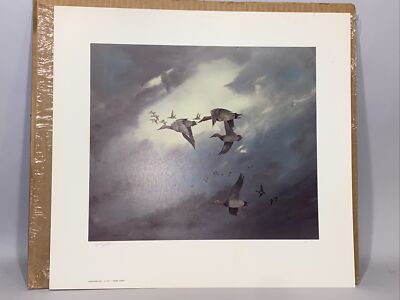 Herb Jones Artist Signed Numbered 1972 Canvasbacks Ducks in Flight Old ...