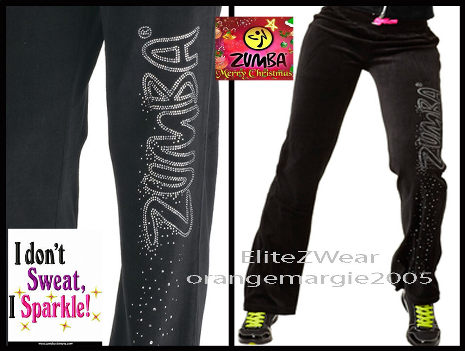 ZUMBA Sweat Track Pants Plush Velour Signature Silver Crystals HARRODS ...