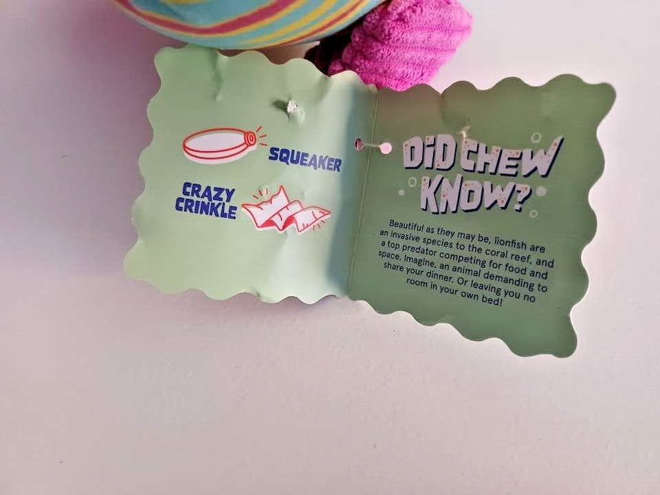 NWT Bark Box Dog Toy LION FISH LARRY Large Coral Ruff 2023 Crinkle ...