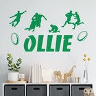 Personalised Name Boys Girls Wall Art Sticker - Sport Rugby Ball Game ...