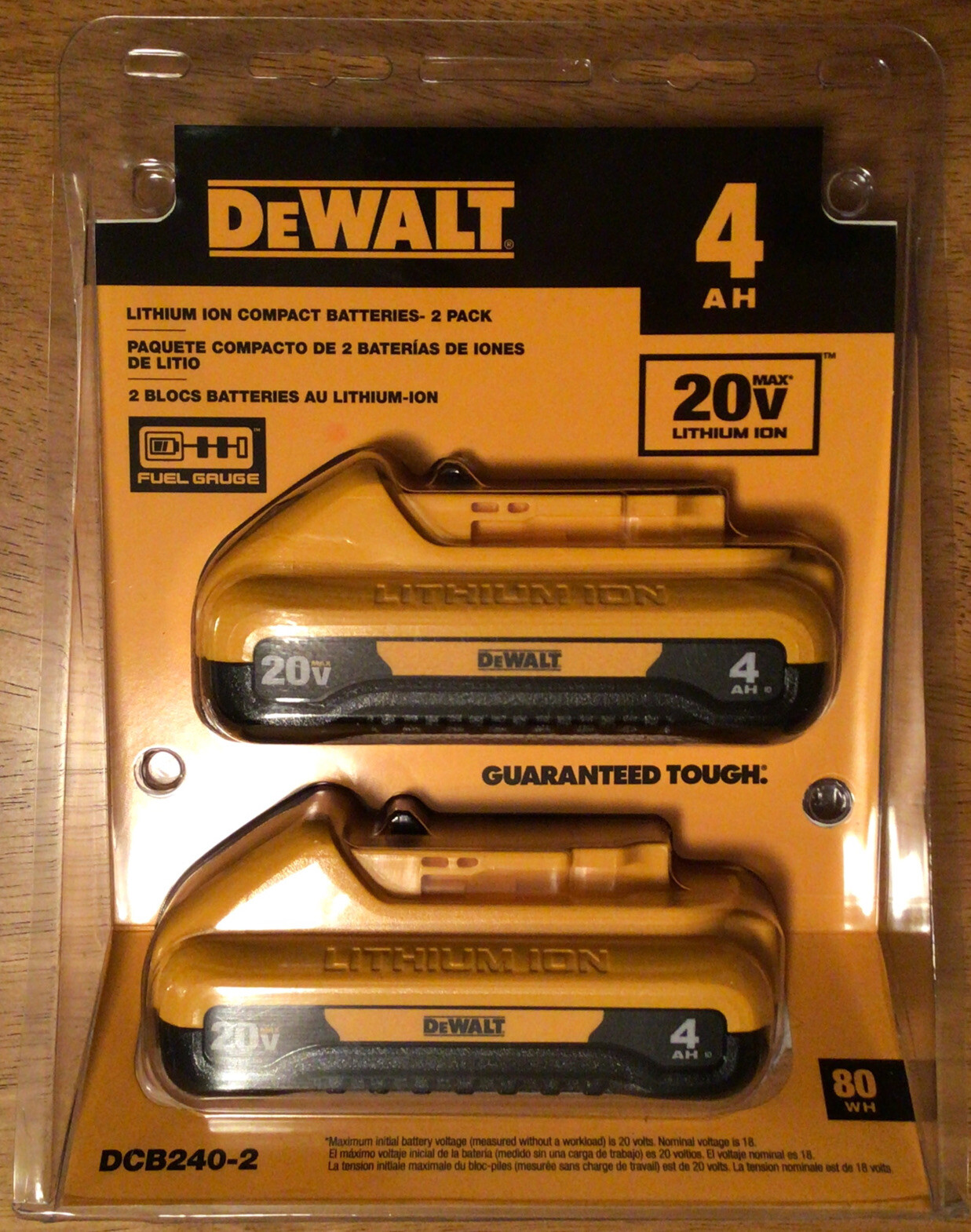 DEWALT DCB240-2 20-Volt Lithium-Ion Premium Battery Pack 4.0Ah (2-Pack ...